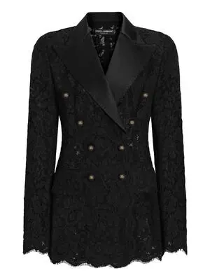 Dolce & Gabbana Lace Double-breasted Blazer - Black
