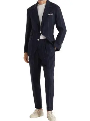 Brunello Cucinelli Pinstripe-pattern Peak-lapel Suit - No
