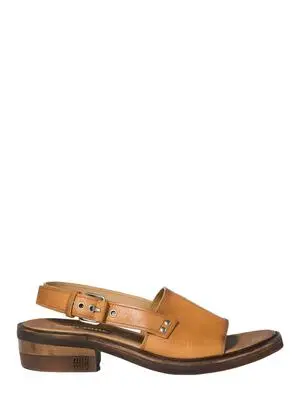 Miu Miu Leather Sandals - Brown