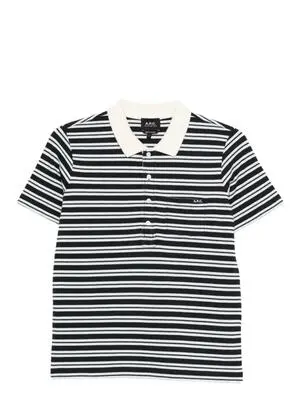 A.p.c. Striped Pocket Polo Shirt - Black