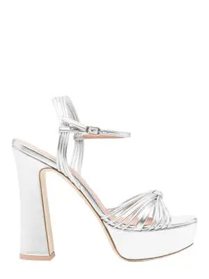 MALONE SOULIERS Malone Souliers Silver Knotted Strappy Platform Sandals