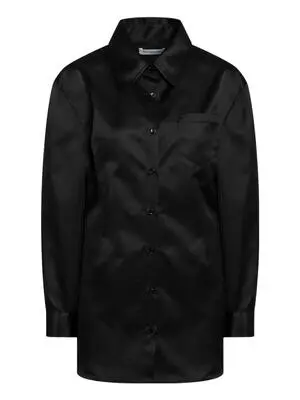 THE FRANKIE SHOP Satin Shirt Dress - Black