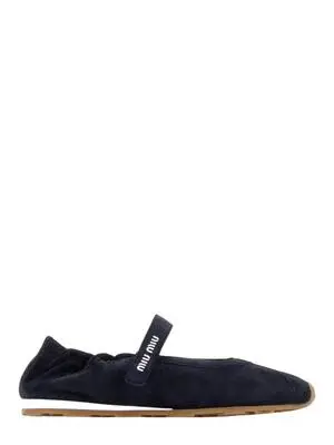 Miu Miu Round-toe Strap Ballet Flats - Blue