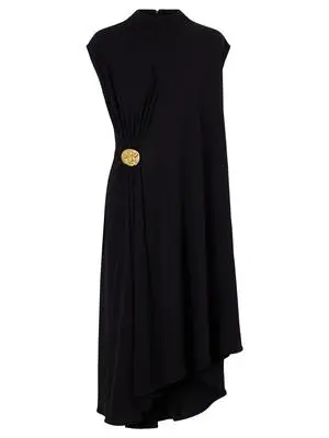 Bottega Veneta Sleeveless Crepe Jersey Dress With Asymmetrical Design - Black