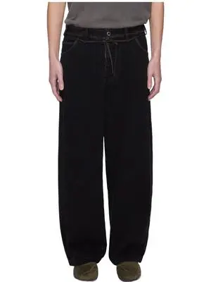 SONG FOR THE MUTE Wide Leg Casual Pants - Black