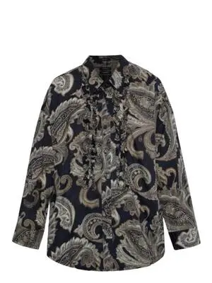 R13 Long Sleeve Printed Shirt - Black
