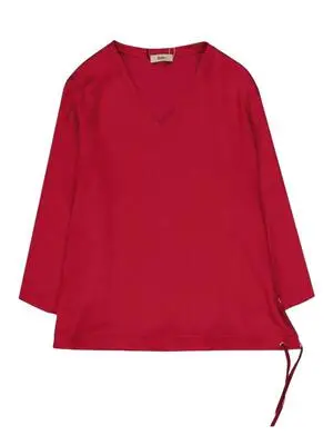 Herno Long-sleeved V-neck Top With Side Detail - Red