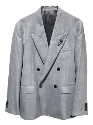 LARDINI Double-breasted Peak-lapel Blazer - Gray