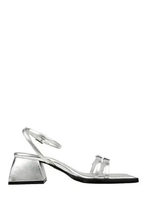 NODALETO Square-toe Sandals With Buckle Detail - Silver