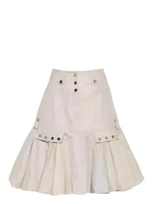 Rokh Puff-hem Mini Skirt With Button Embellishments - Neutrals