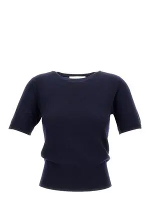 Extreme Cashmere Short-sleeved Knitted T-shirt - Navy