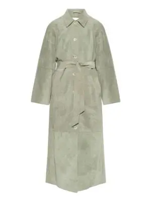 SAMSOE SAMSOE Samsøe Samsøe Belted Suede Coat - Etherealgreen