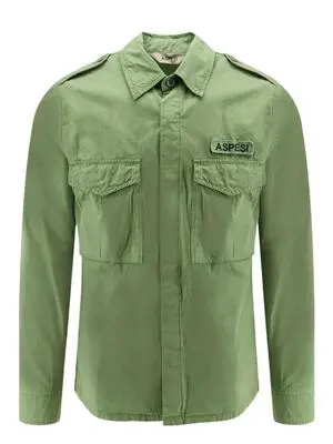 Aspesi Logo Embroidered Shirt - Green