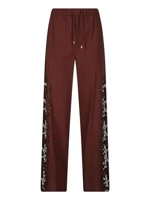 Patrizia Pepe Lace-insert Drawstring Trousers - Brown