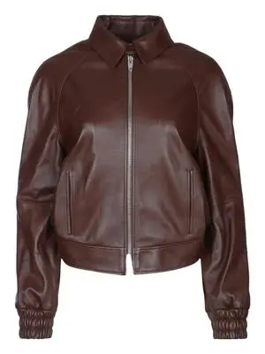 Celine Long Sleeve Leather Jacket - Red