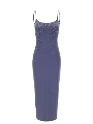 MC2 SAINT BARTH Evy Rhinestone Midi Dress - Blue