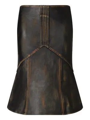 SHUSHU/TONG Leather Midi Skirt - Brown