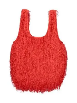 Dries Van Noten Ruffled Top Handle Bag - Red