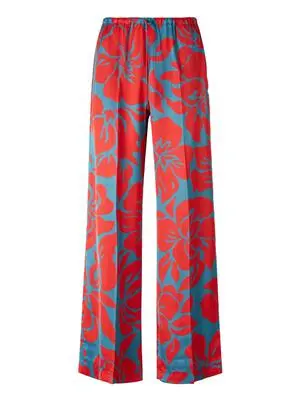 Dries Van Noten Floral Print Wide Leg Trousers - Red