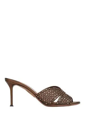 AQUAZZURA Open-toe Embellished High-heeled Sandals - Dark Brown