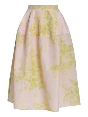 Erdem Printed Midi Skirt - Nude