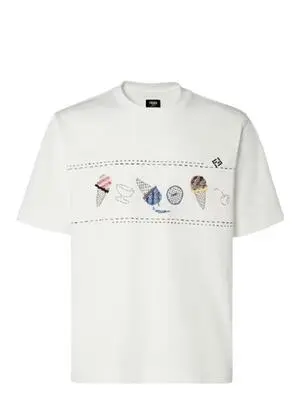 FENDI Ice Cream-embroidered T-shirt