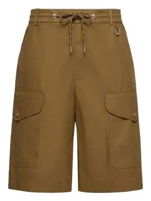 Moncler Wide Leg Cargo Shorts With Drawstring Waistband - Dark Green