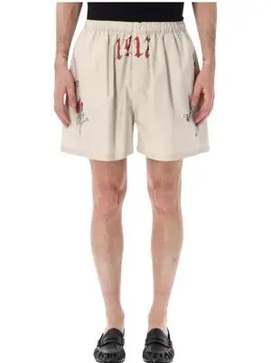 Balenciaga Printed Wide Leg Shorts - Nude