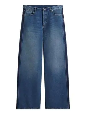 Dior Baggy Jeans With Laser-printed Side Stripes - Blue