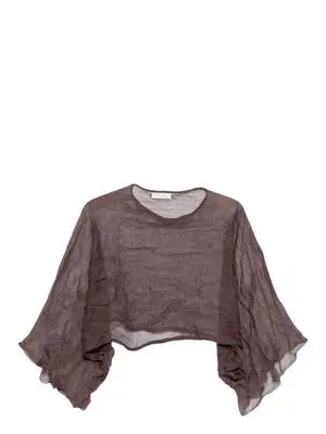 Antonelli Firenze Arnica Crinkled Crop Top - Brown