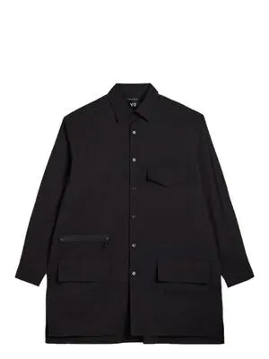 Y3 Long-sleeve Collared Shirt With Multiple Pockets - Black