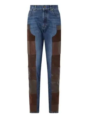Versace Patchwork Panelled Jeans - Blue