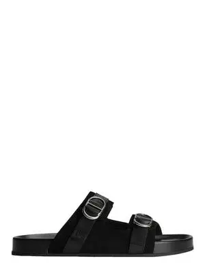 Dior Suede Double Strap Sandals With Cd Buckles - Black