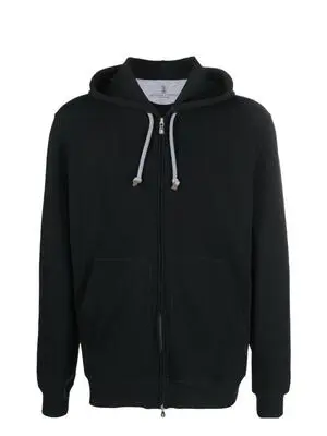 Brunello Cucinelli Zipped Drawstring Hoodie - Black