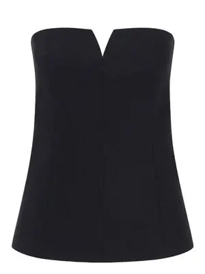 ST. AGNI Wool Pinstripe Strapless Top - Black