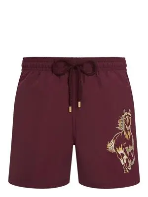 Vilebrequin Embroidered Year Of The Horse Swim Shorts - Red