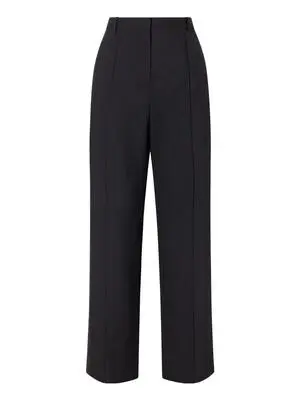 ST. AGNI Pleated Pinstripe Wide-leg Trousers - Black