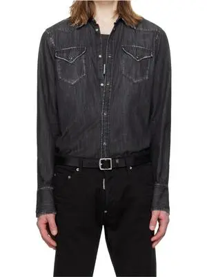 Dsquared2 Western Long-sleeved Denim Shirt - Black
