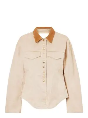 RÙADH The Lennox Suede-trimmed Organic Cotton-twill Jacket - Brown