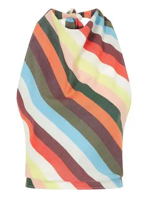MARRAKSHI LIFE Halterneck Striped Cotton Tank Top - Multi