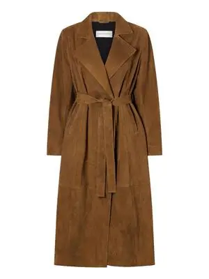 Nour Hammour Winona Belted Suede Long Coat - Brown