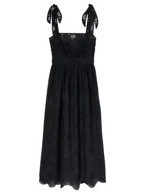 Matteau Broderie Anglaise Cotton Midi Dress - Black