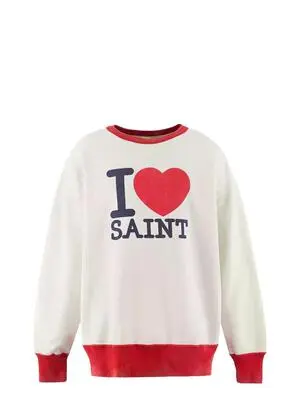 SAINT MXXXXXX Graphic Print Crewneck Sweatshirt - Neutrals