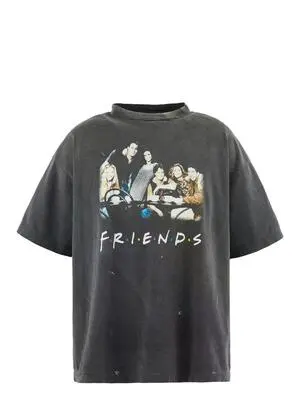 SAINT MXXXXXX Graphic-print Distressed T-shirt - Grey