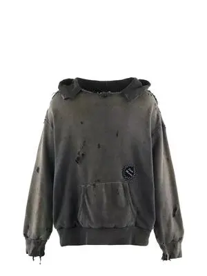 SAINT MXXXXXX Distressed Double Face Hoodie - Grey