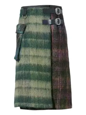 NICHOLAS DALEY Tartan Check Kilt Wrap Skirt - Green