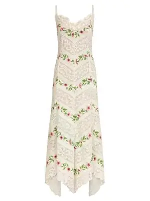 Oscar De La Renta Chiné Hibiscus Striped Cotton Poplin Dress - Neutrals