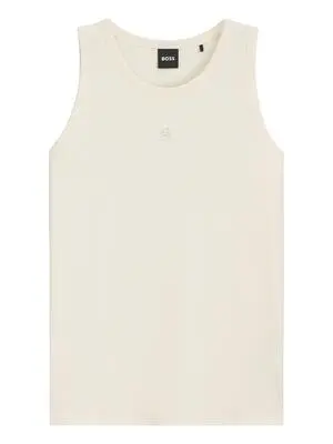 BOSS Slim-fit Embroidered Cotton Tank Top - Light Beige
