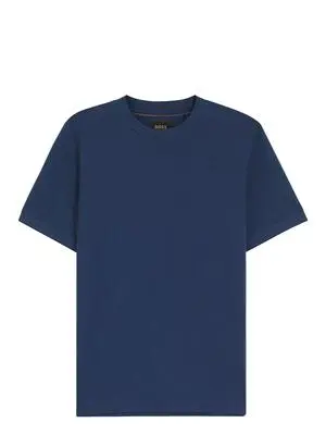 BOSS Lux Cotton T-shirt With Fine-line Collar Light Blue