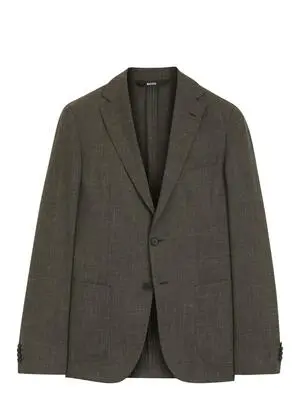 BOSS Slim-fit Virgin Wool And Linen Jacket - Light Green
